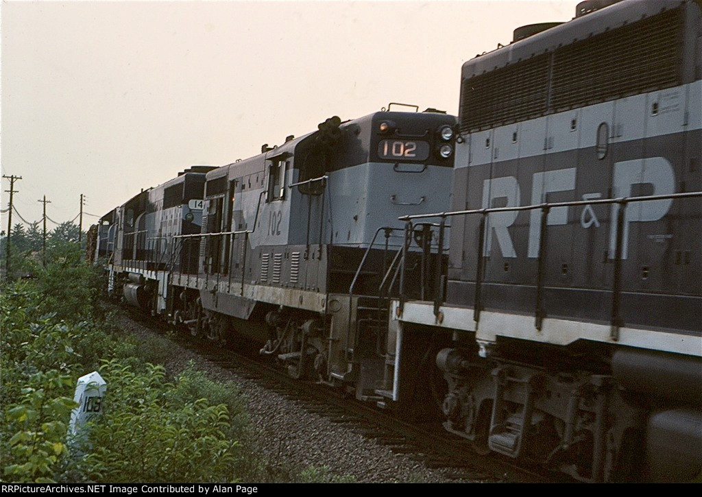 RF&P GP7 102 runs second in a quartet of GP's